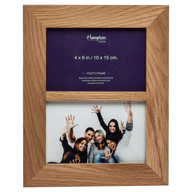 New England 4x6 Solid Oak Double Photo Frame - Hampton Frames Retail